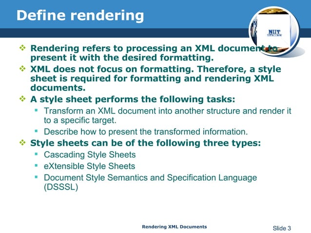 Rendering XML Document | PPT