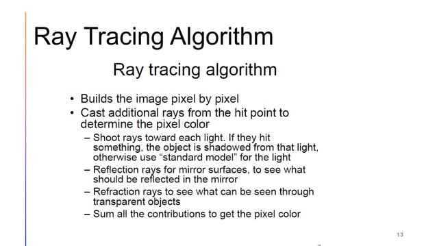 Rendering Algorithms.pptx | 3-D Graphics | Computer Software and Applications