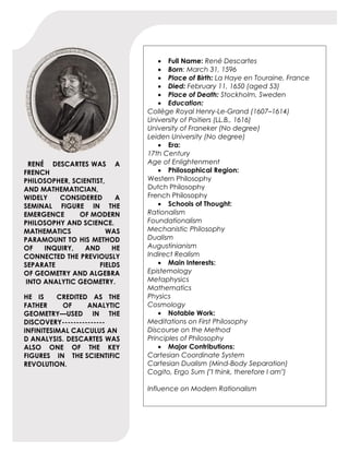 René DescarteS.mathematician,philosopher | PDF