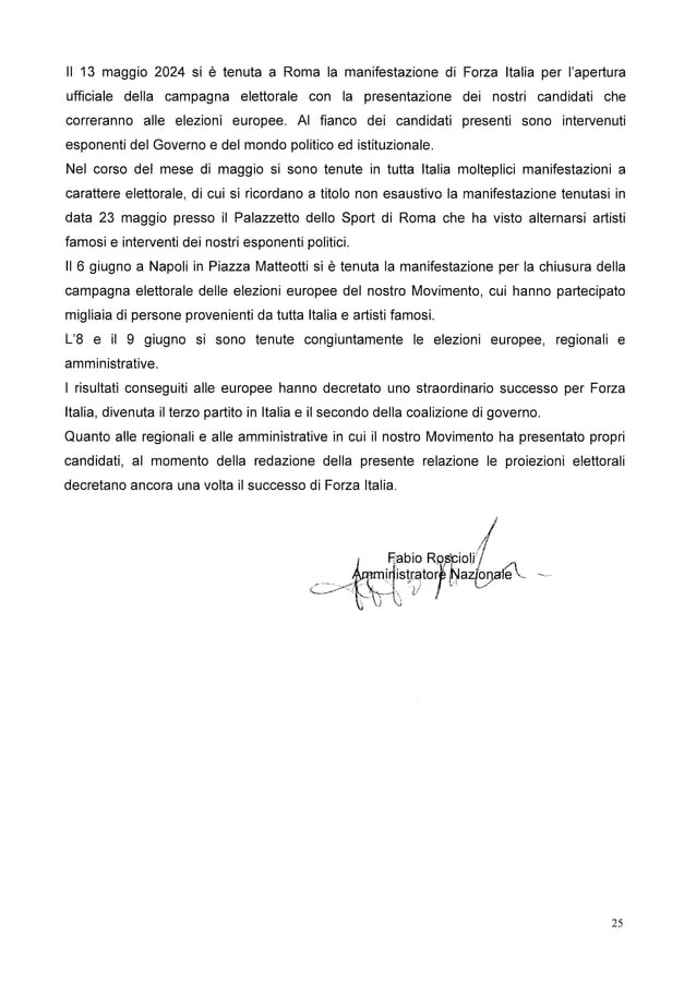 Rendiconto dell'esercizio 2023 - Forza Italia | PDF