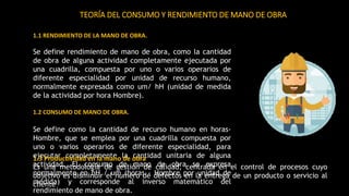 rendimiento de mano de obra, teoria del consumo y rendimiento | PPTX