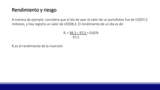 Cálculo de portafolio, Rendimiento y riesgo.pptx