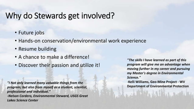 Environmental stewards program and River Restoration Program - Michael ...