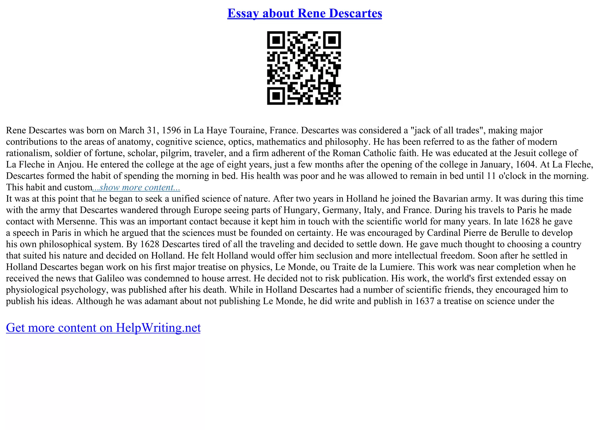 Rene Descartes Analysis | PPT