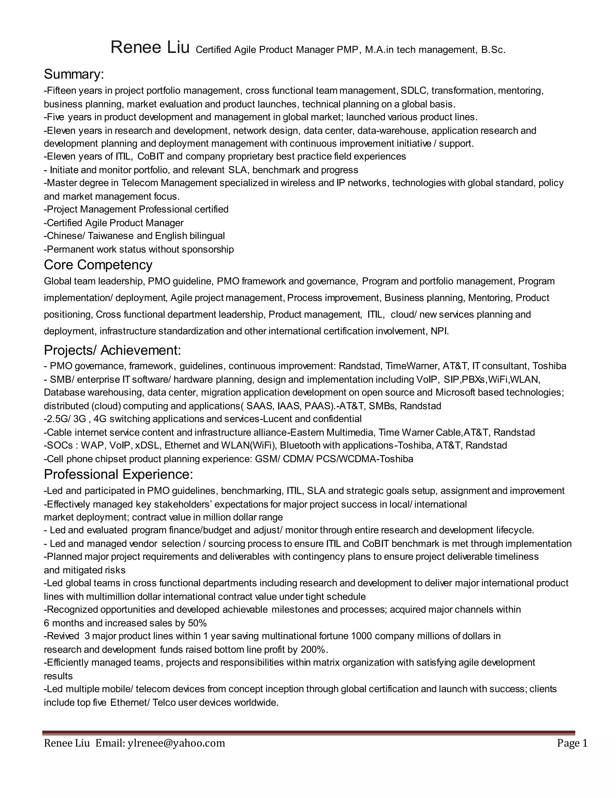 Renee 2020 resume ch dc | PDF