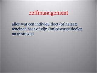 ‘De rol van zelfmanagement in topsport’ | PPT