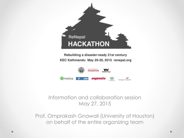 ReNepal Hackathon 2015 - Info session slides | PPTX