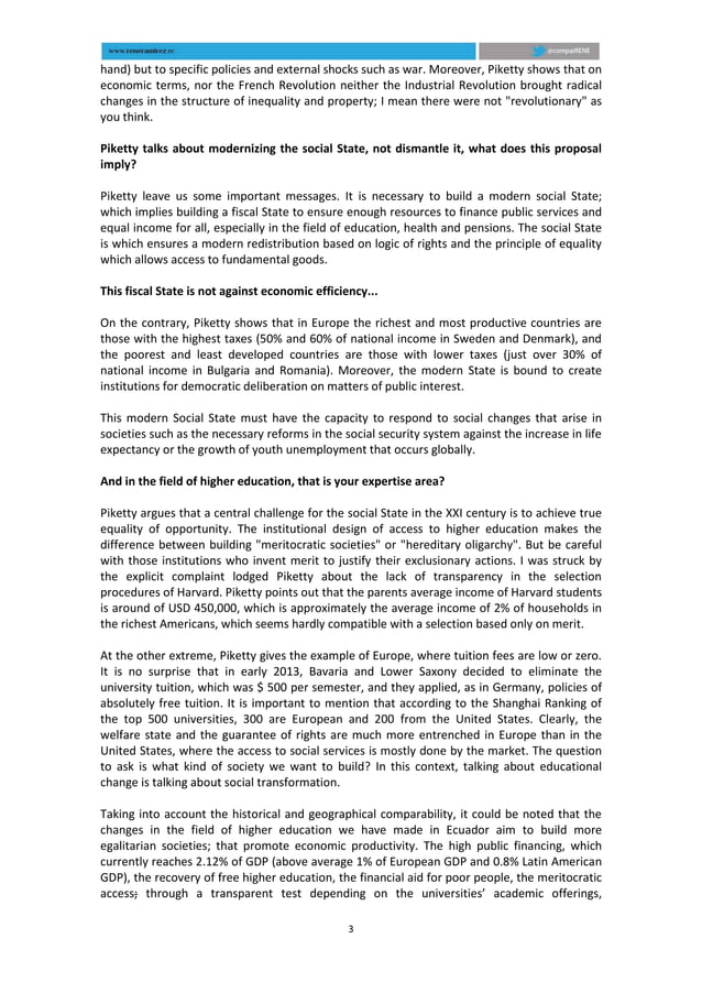 René Ramírez on Piketty´s book | PDF