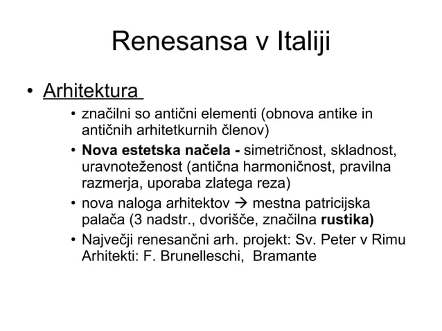 Renesansa 1. Letnik Za Dijake | PPT