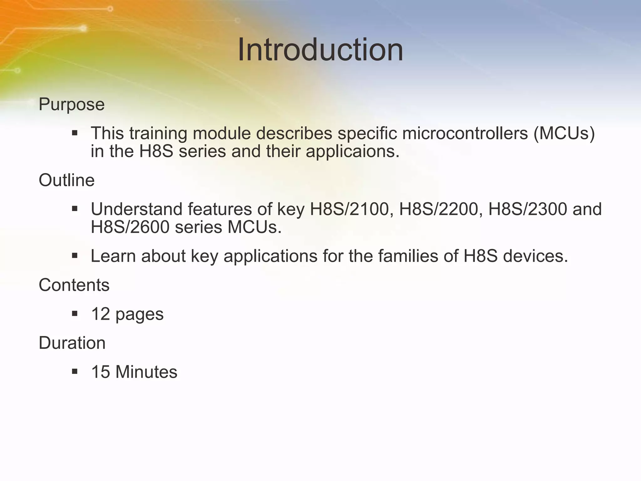 H8S Microcontroller Family Overview | PPT
