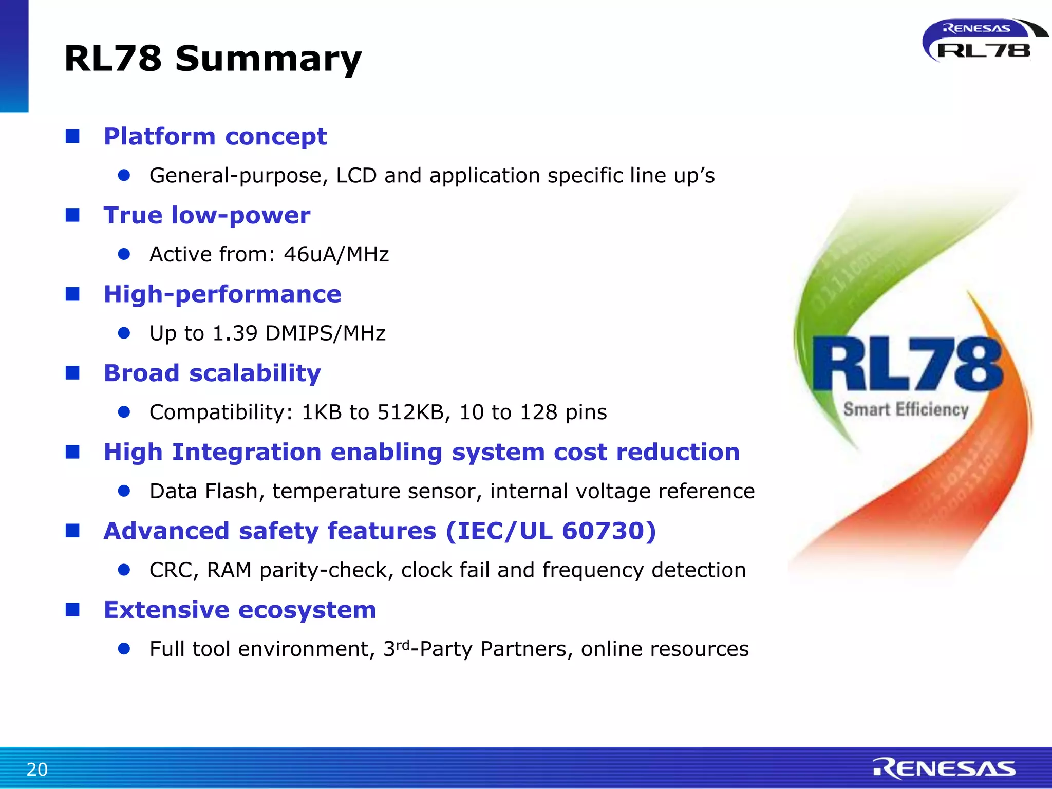 Renesas RL78 The True Low Power Microcontroller Platform | PDF