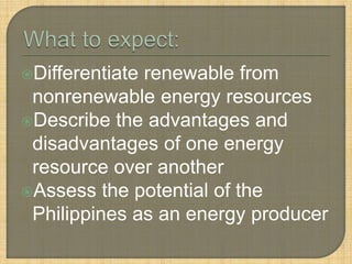 Renewable and nonrenewable resources | PPTX