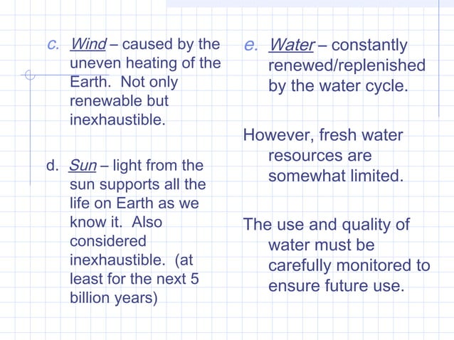 Renewable and nonrenewable resources notes | PPT