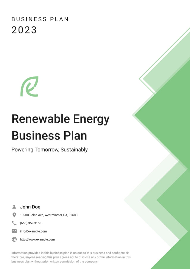Renewable Energy Business Plan Example.. | PDF | Power and Energy ...