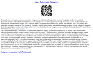 Renewable Energy Essays | PDF