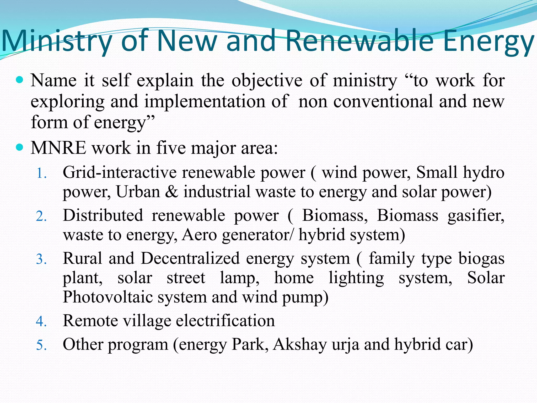 Renewable energy in India: Present Status and Policy | PPTX