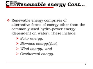 Renewable energy, regulatory framework and licensing presentation (1) | PDF
