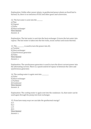 Renewable energy resources mcqs quiz unit(1 5) | PDF
