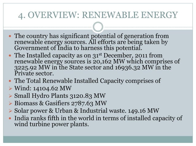 Renewable energy scenario in india opportunities and challenges | PPT