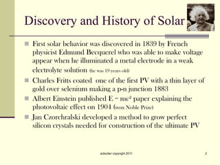 Renewable energy solar PV technology acloutier 2011 c physics copyright ...
