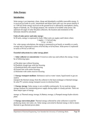 Renewable Energy Sources Lecture Notes | PDF