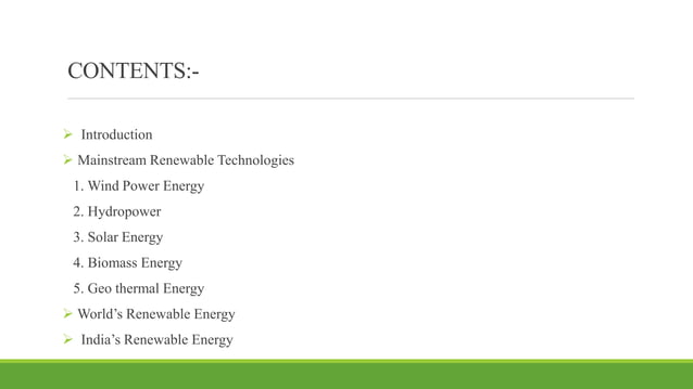 Renewable Energy & Prospects in India | PPTX | Gas and Electric | Home ...