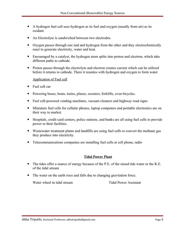 Non Conventional (Renewable) Energy Sources 01 | DOC | Power and Energy ...