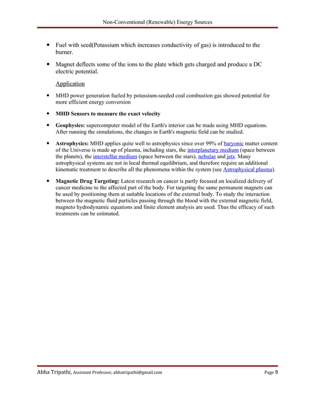 Non Conventional (Renewable) Energy Sources 01 | DOC | Power and Energy ...