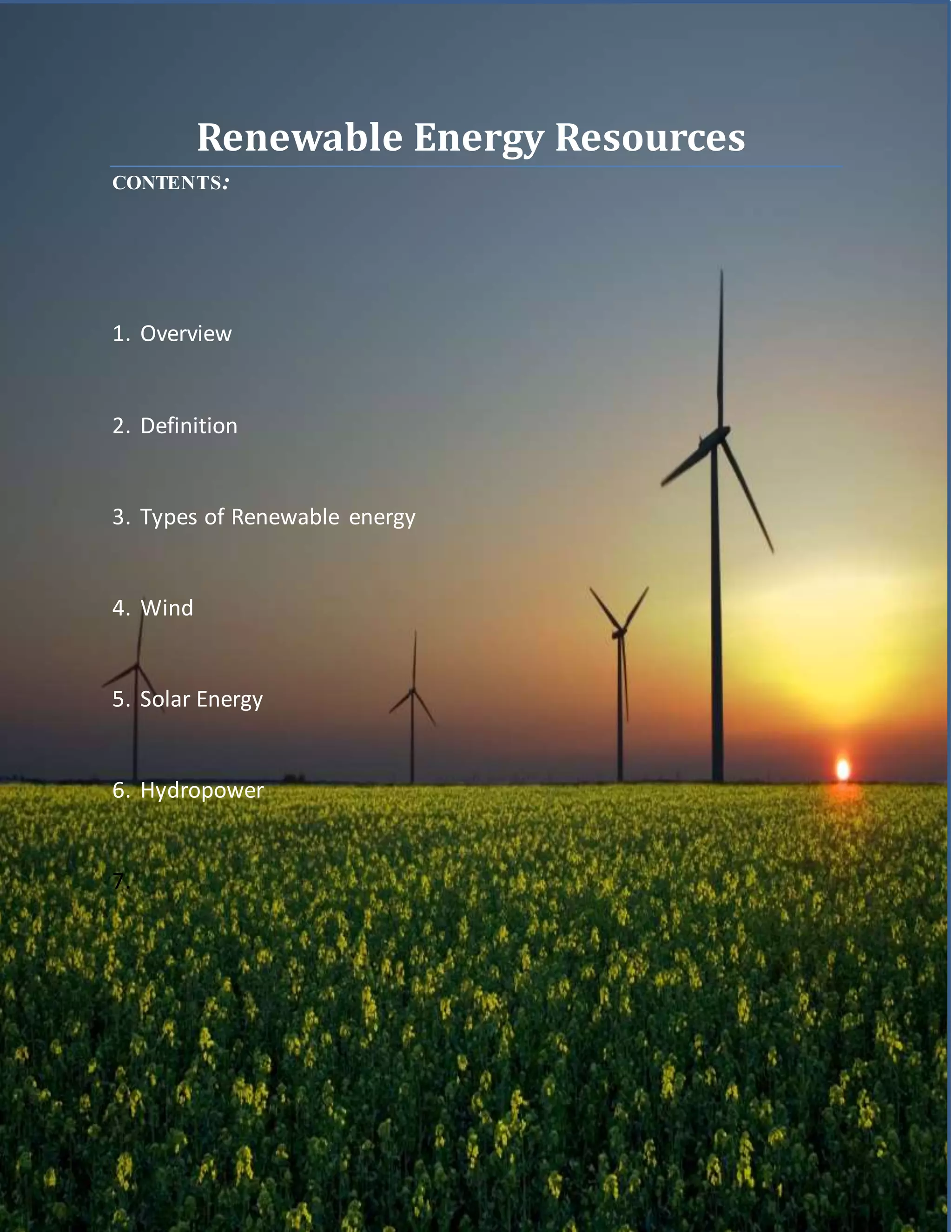 Renewable energy Sources, Efficiency, Uses and latest Research | DOCX