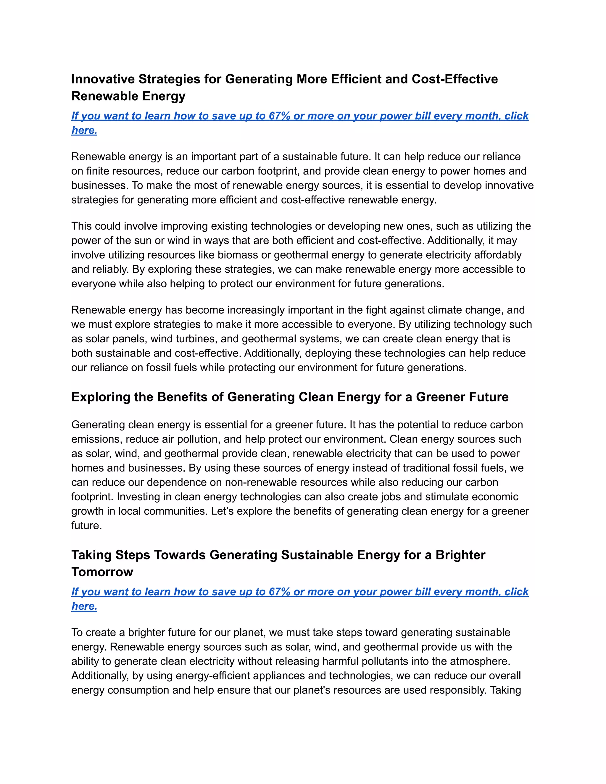 Renewable Energy For Less | PDF