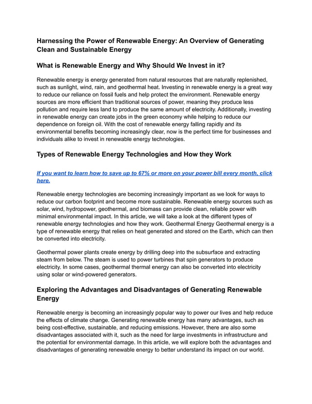 Renewable Energy For Less | PDF