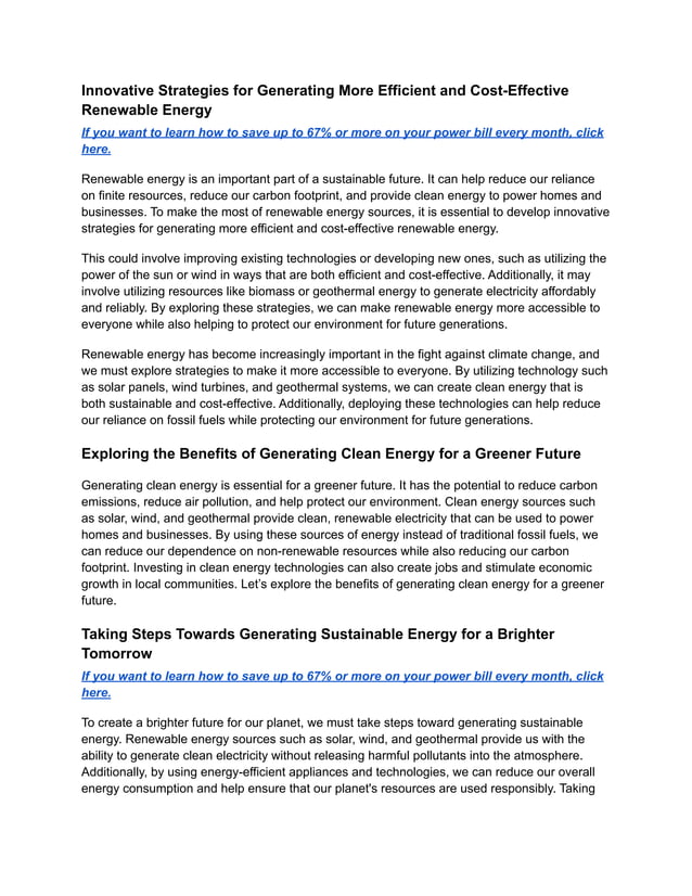 Renewable Energy For Less | PDF