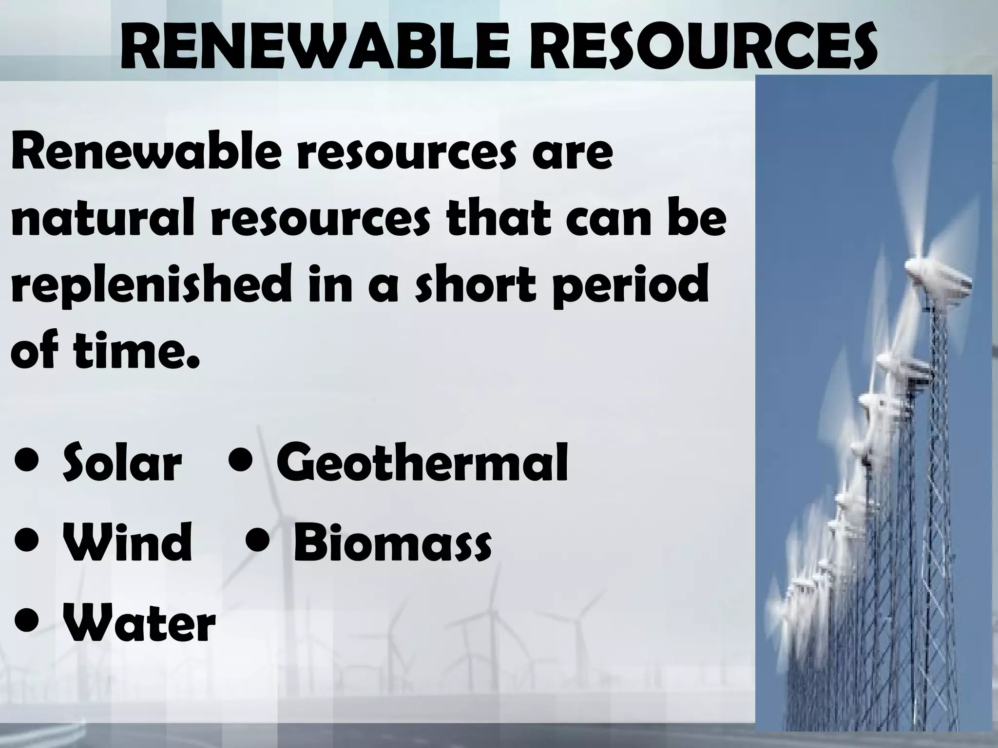 Renewable & Nonrenewable Resources | PPT