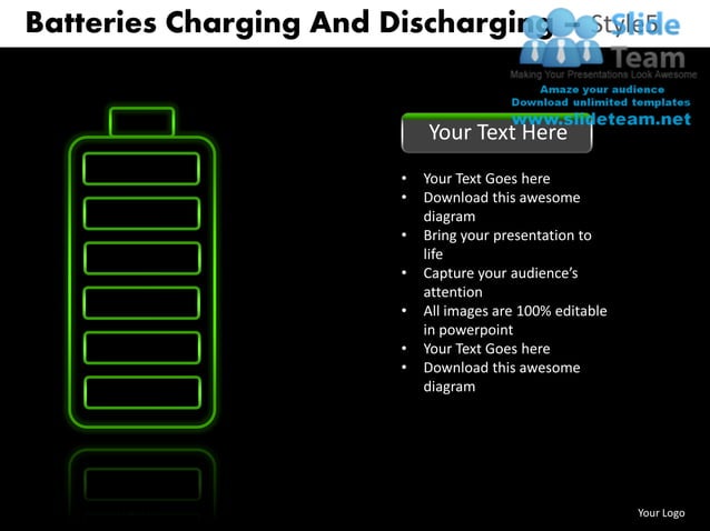Renewable rechargeable batteries green charging design 5 powerpoint ...