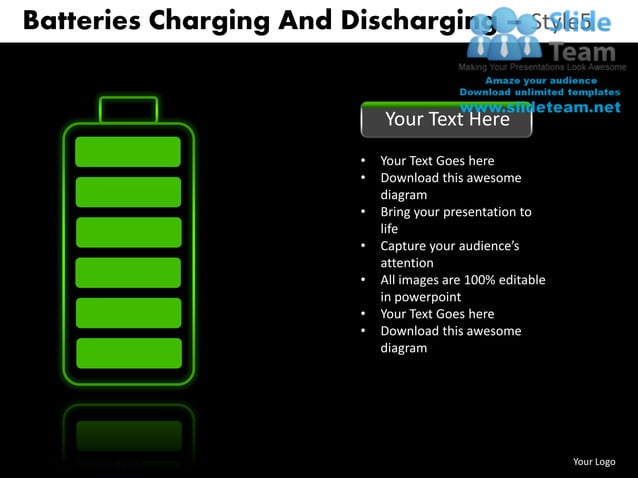 Renewable rechargeable batteries green charging design 5 powerpoint ...