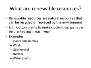 Renewable resources | PPT