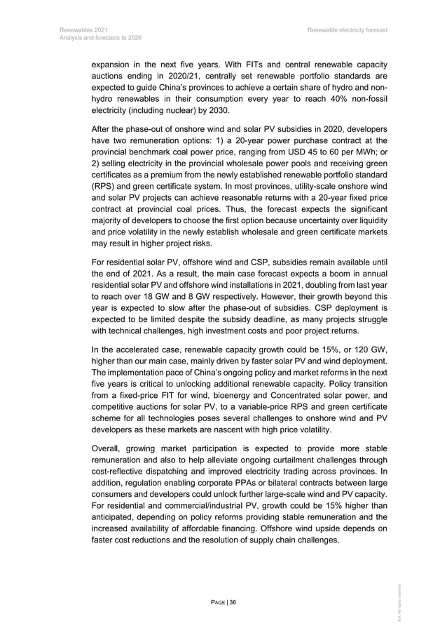 IEA Renewables Report - analysis and forecast 2021-2026 | PDF