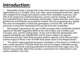 Renewable sources of energy | PPTX