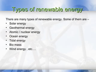 Renewable sources of energy | PPT