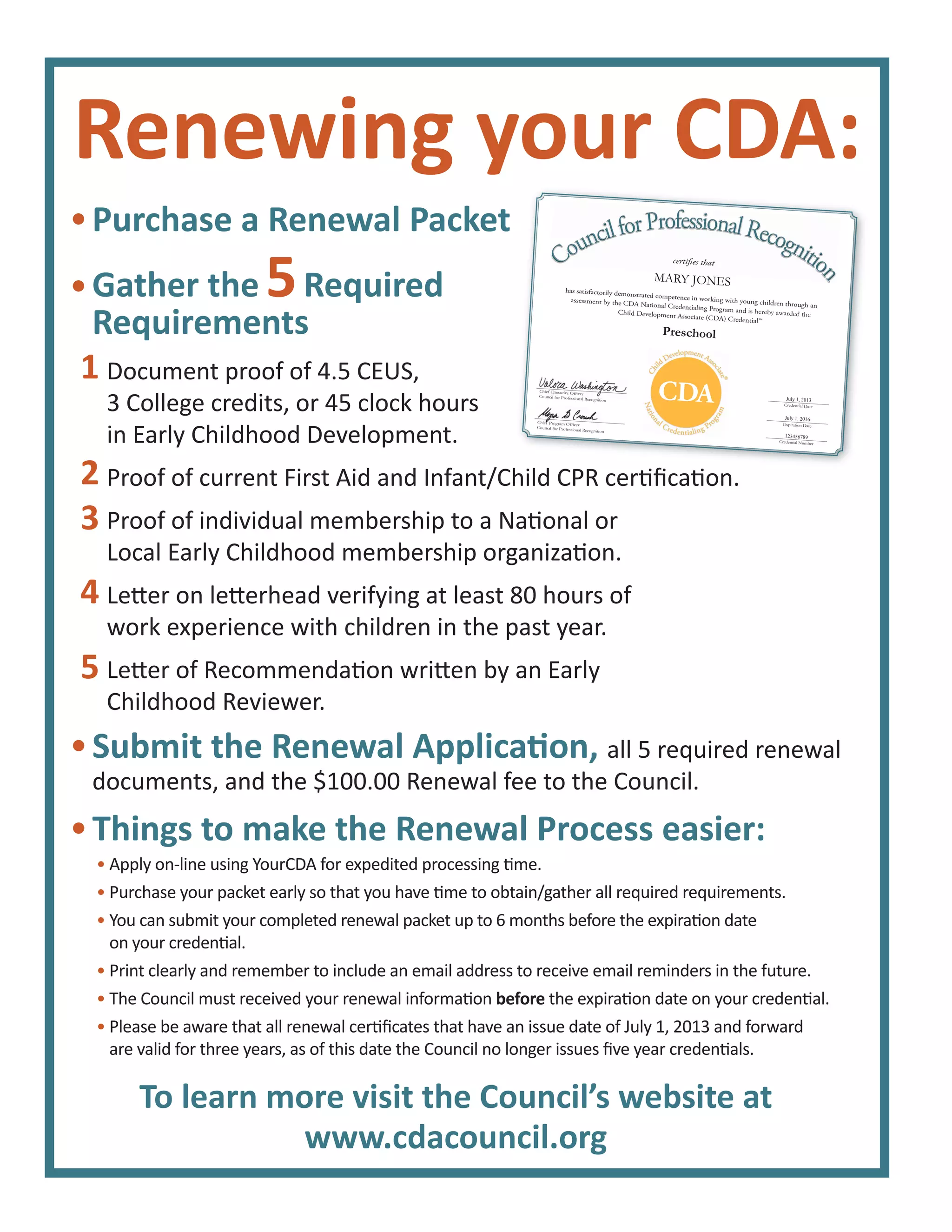 CDA Renewal flyer | PDF