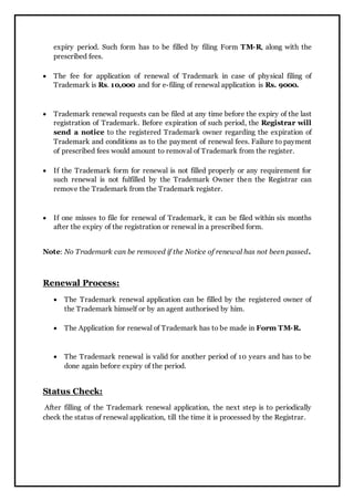 Renewal of trademark | DOCX | Business | Business and Finance