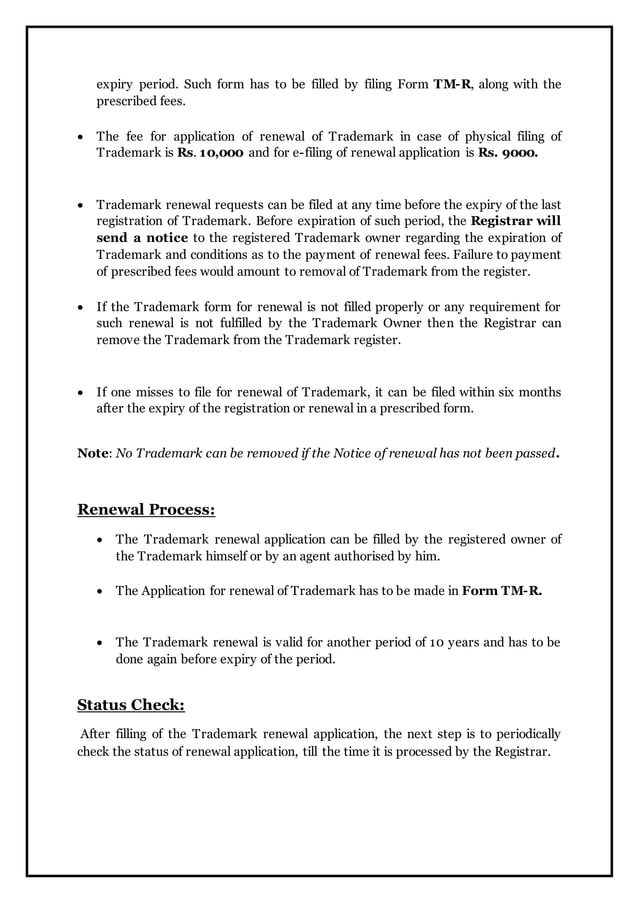 Renewal of trademark | PDF