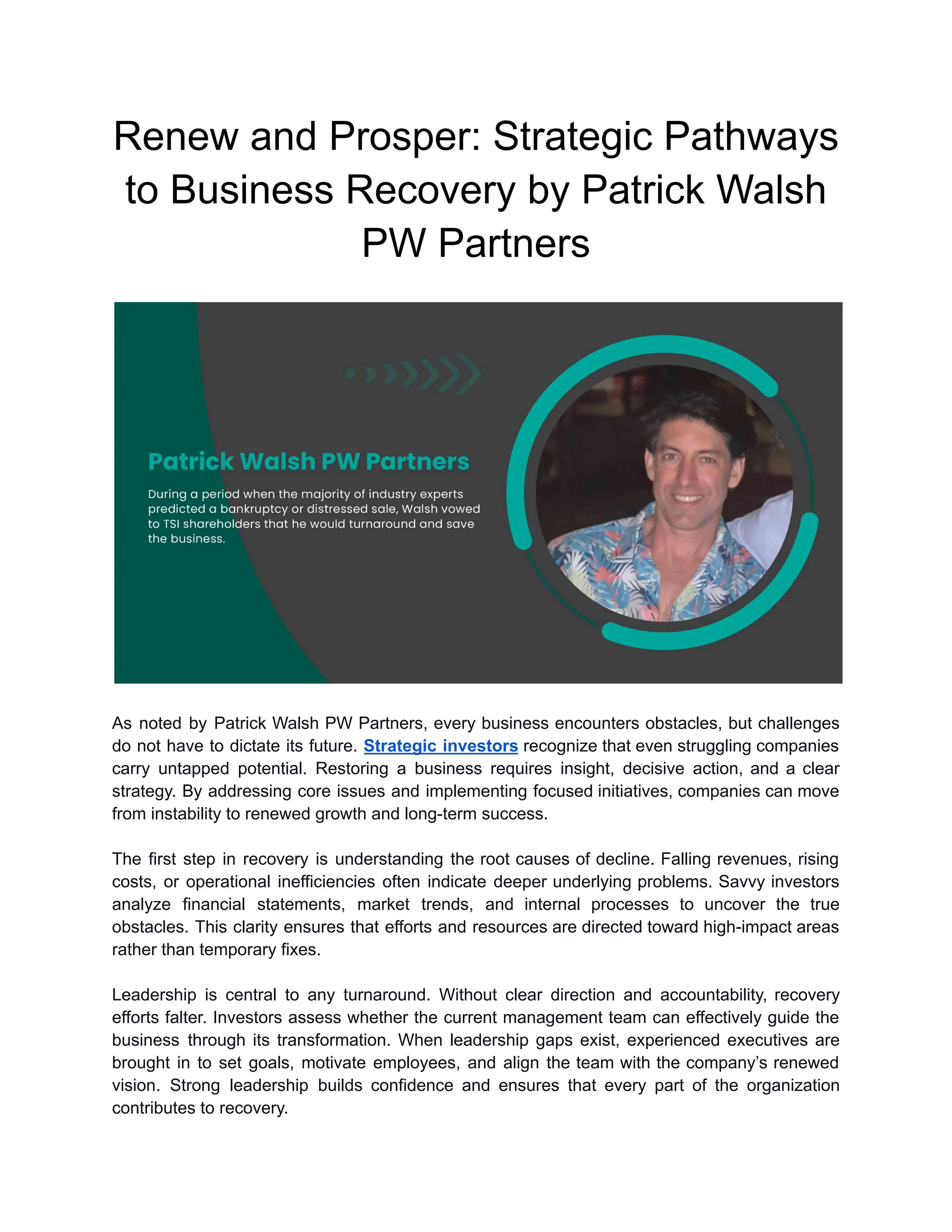 Renew and Prosper_ Strategic Pathways to Business Recovery by Patrick ...