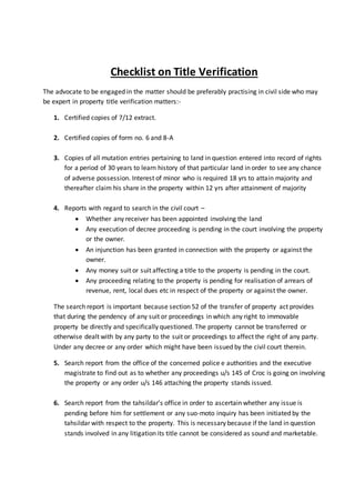 Title Verification under Transfer of Property Act | DOCX | Real Estate ...