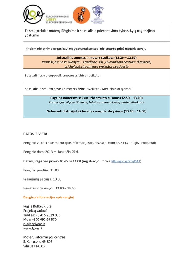 Renginio programa | PDF