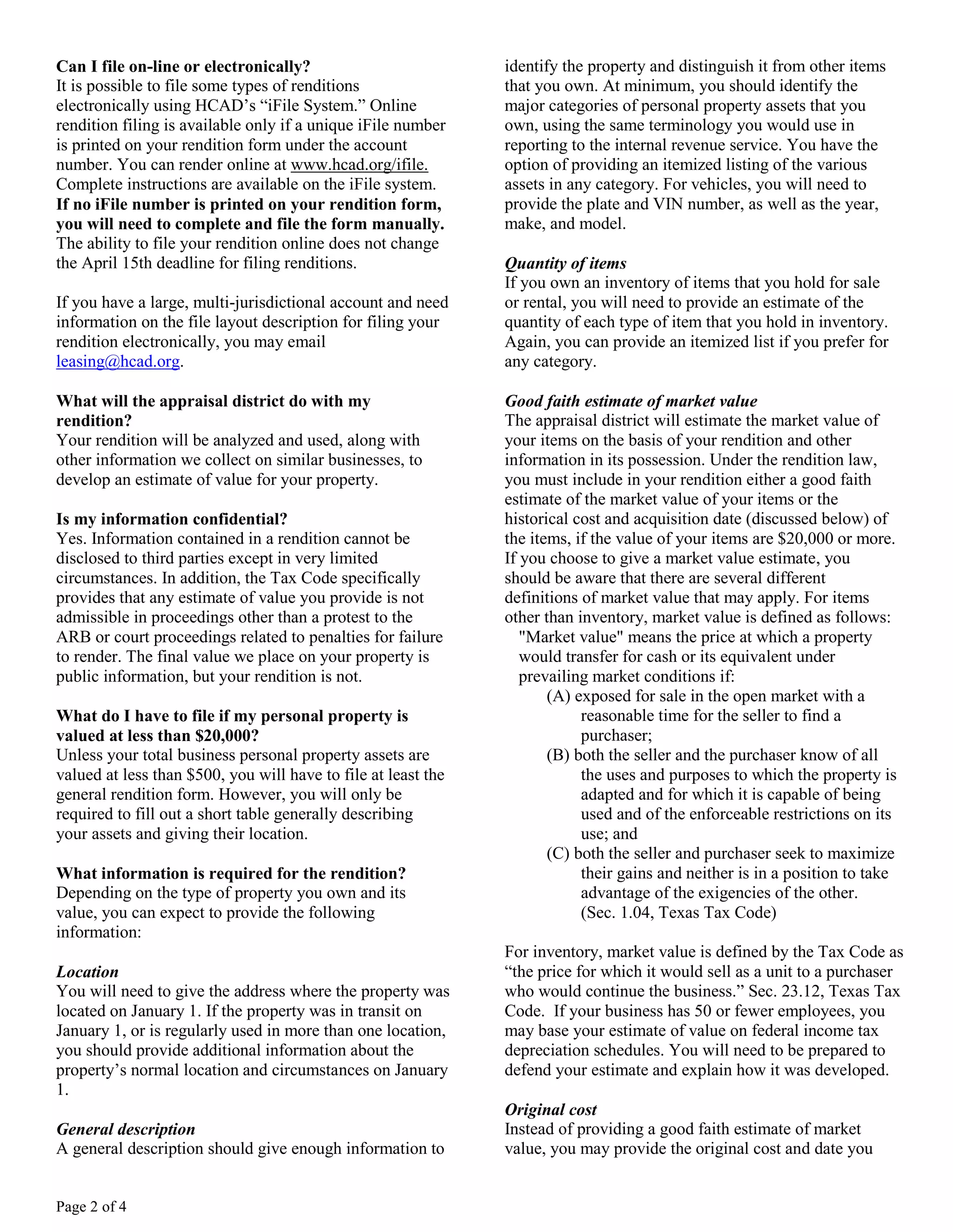 Guide to personal property rendition | PDF