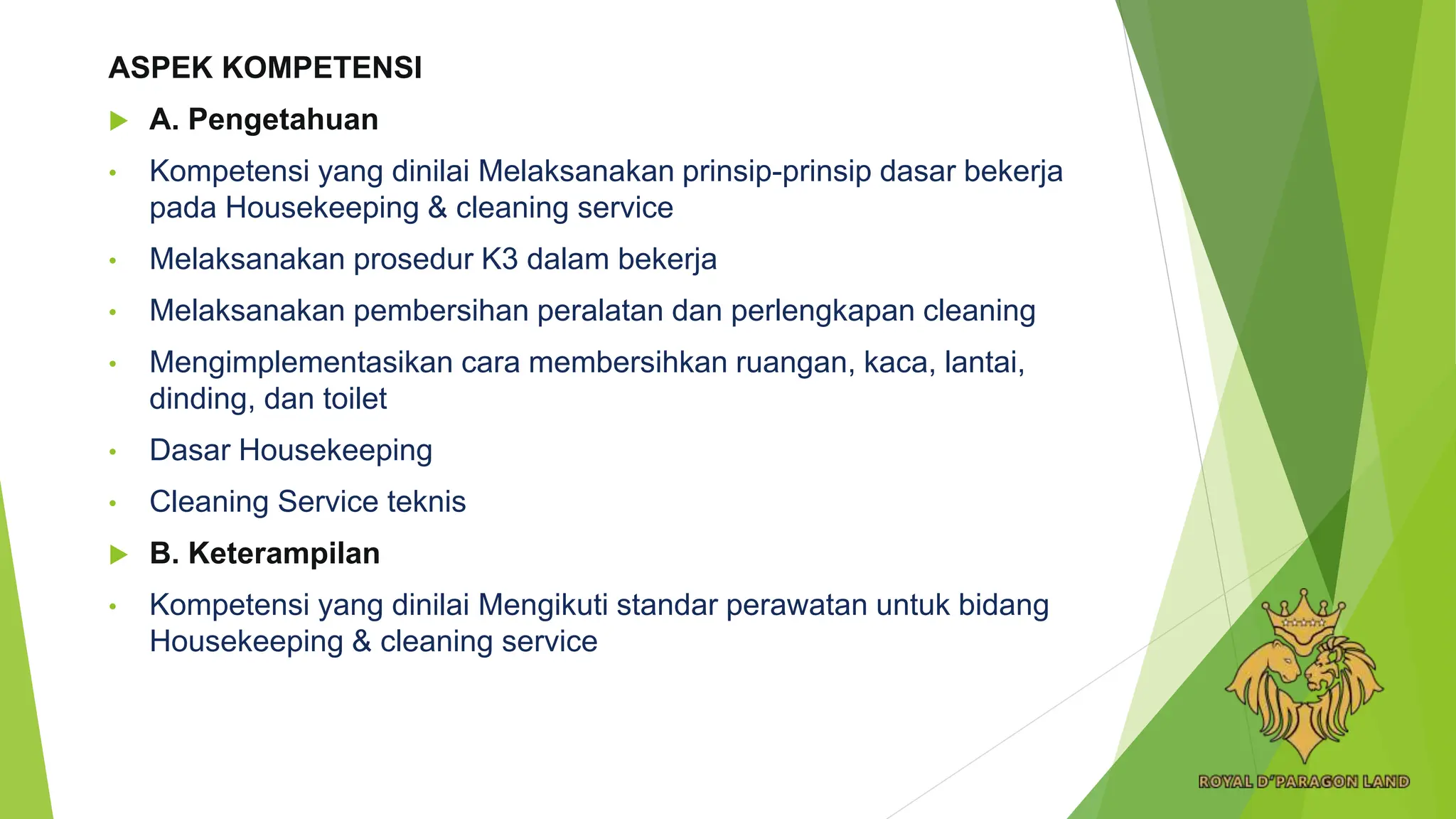 rencana kerja training housekeeping dan cleaning service | PPTX