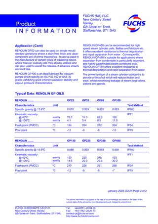 Renolin gp oils | PDF