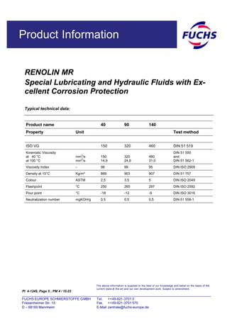 Renolin mr series | PDF