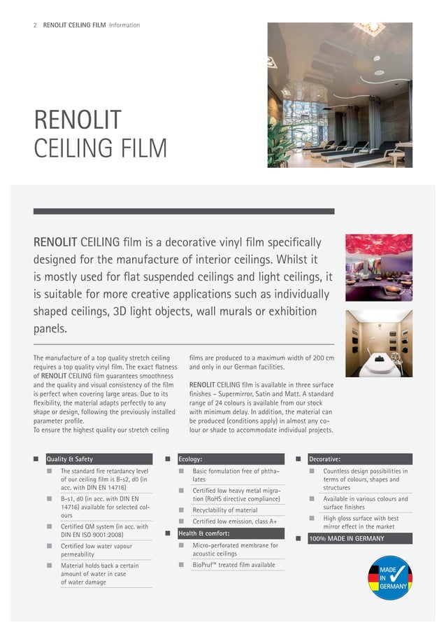 Renolit stretch ceiling films. | PDF | Interior Decorating | Home & Garden